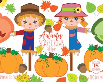 Farm Clipart Fall at Backyard. Cute Apple Picker Characters - Etsy