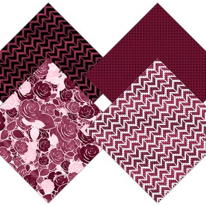NAVY & BURGUNDY FLORAL Digital Paper Pack Commercial Use Watercolor ...