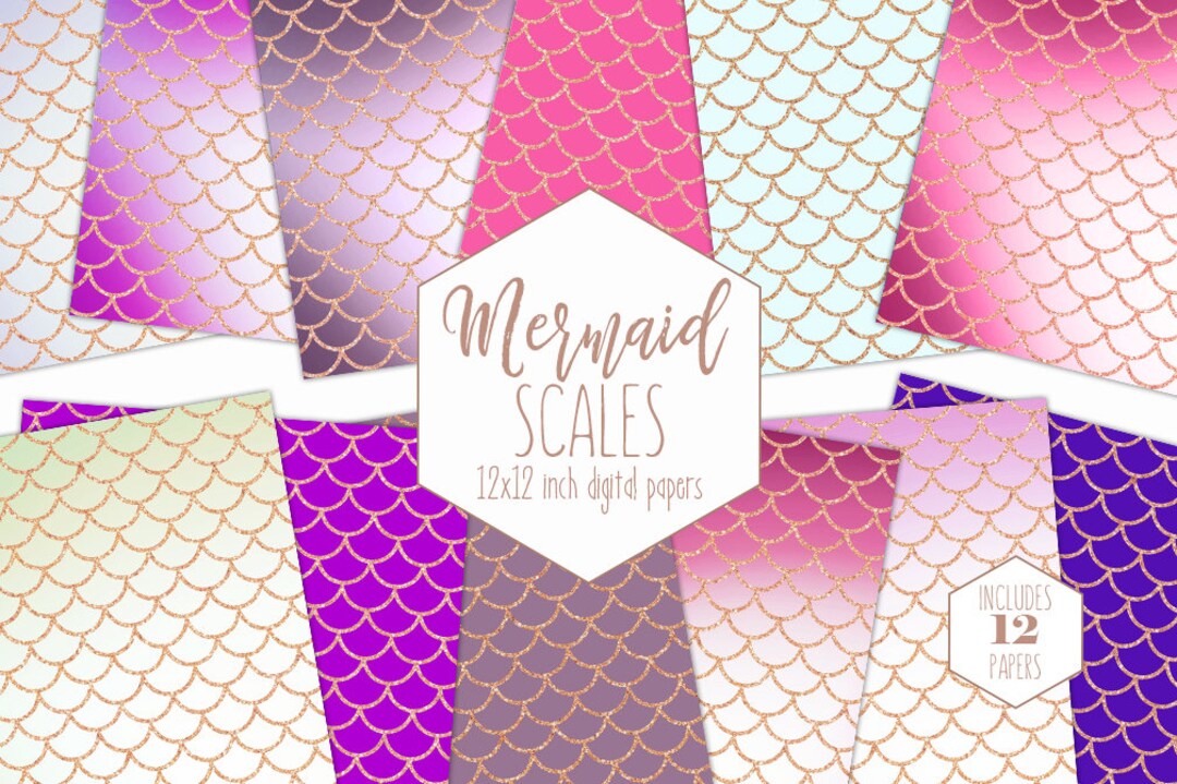 ROSE GOLD MERMAID Scale Digital Paper Pack Girl Birthday - Etsy