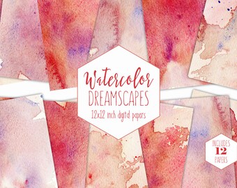 PURPLE WATERCOLOR Digital Paper Pack Commercial Use | Etsy