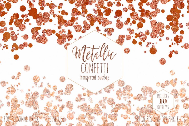 METALLIC CONFETTI BORDERS Clipart Commercial Use Clip Art 10 | Etsy