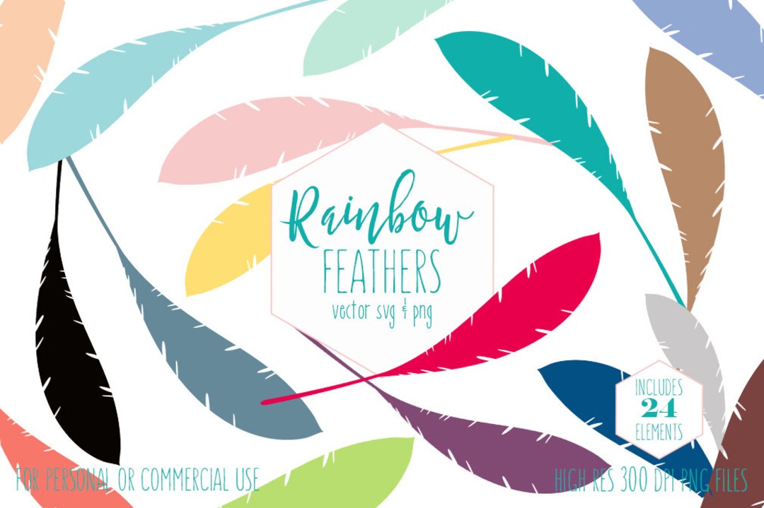 RAINBOW FEATHER CLIPART for Commercial Use Planner Sticker - Etsy