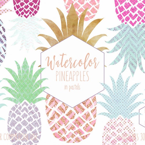 WATERCOLOUR PINEAPPLE CLIPART Commercial Use Clip Art Fun - Etsy