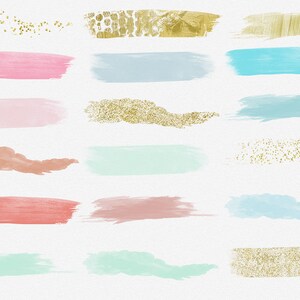GOLD & WATERCOLOR BRUSH Strokes Clipart Commercial Use Clip - Etsy