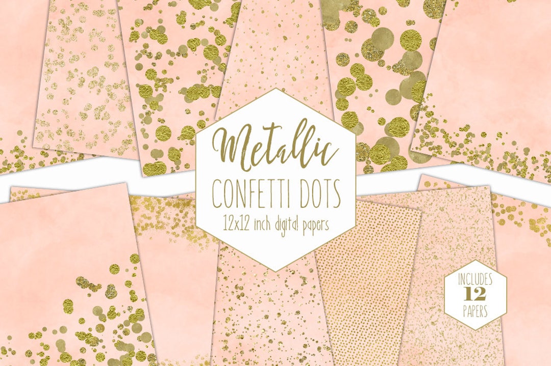 GOLD FOIL & PEACH Digital Paper Pack Confetti Backgrounds - Etsy