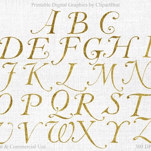 GOLD FOIL ALPHABET Clipart for Commercial Use Wedding Monogram Letters ...