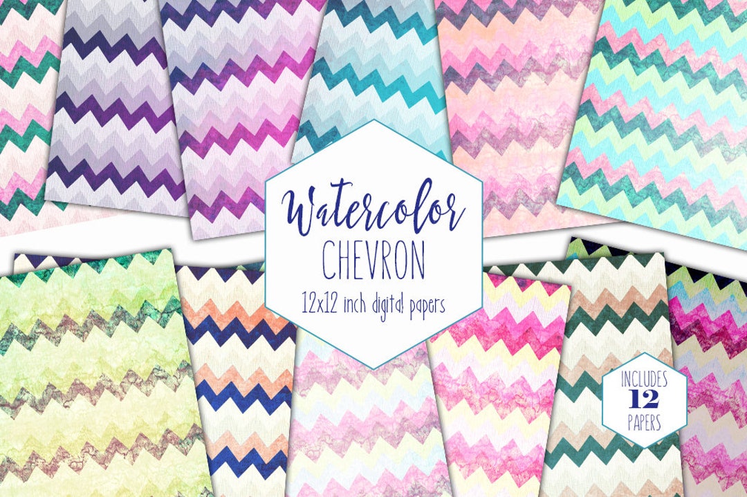 OMBRE RAINBOW CHEVRON Digital Paper Pack Commercial Use - Etsy