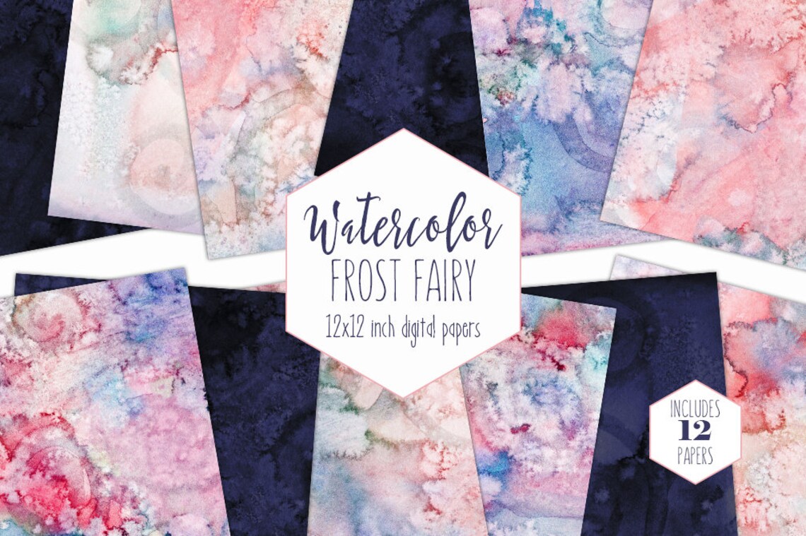 PINK & NAVY BLUE Watercolor Digital Paper Pack Commercial Use | Etsy