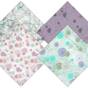 PURPLE & MINT FLORAL Digital Paper Pack Commercial Use Flower - Etsy