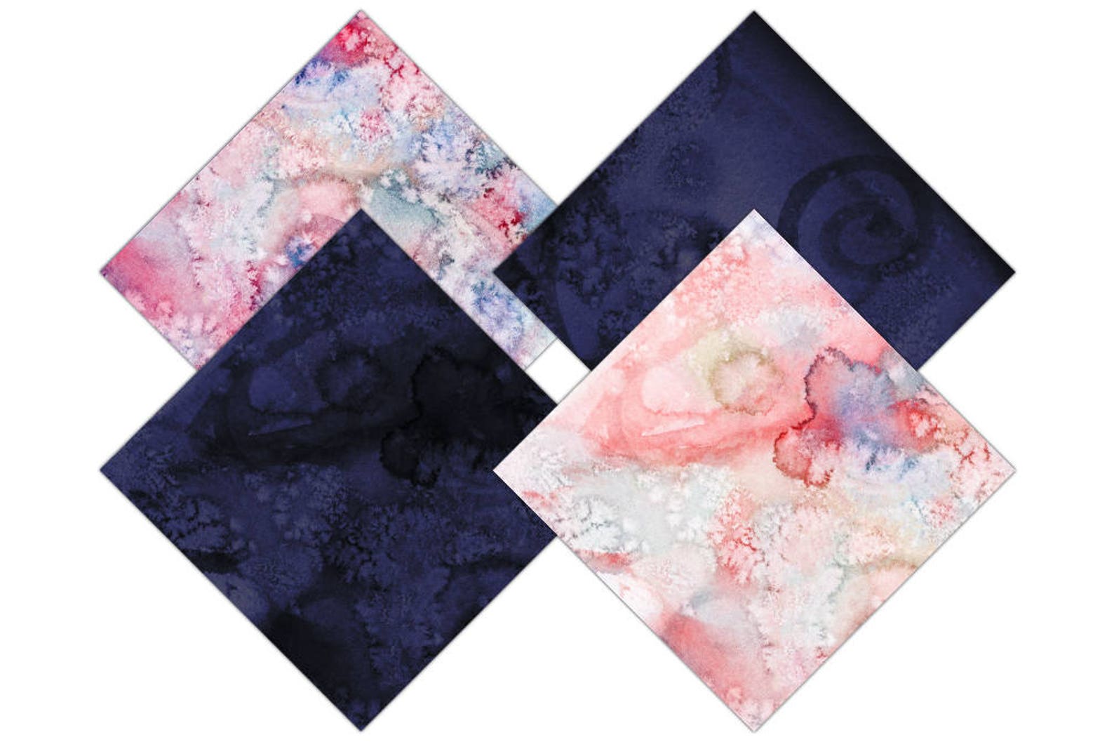 PINK & NAVY BLUE Watercolor Digital Paper Pack Commercial Use | Etsy