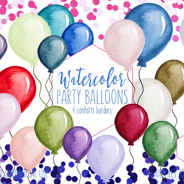 Balloon Border Clipart - Etsy