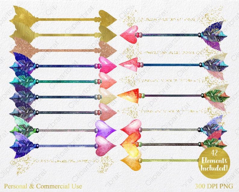 GOLD METALLIC ARROWS Clipart Commercial Use Clip Art | Etsy