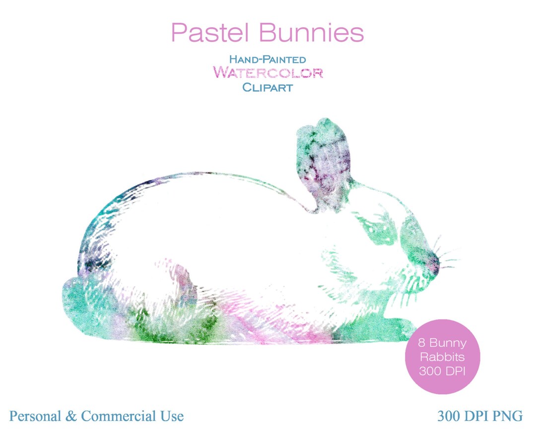 WATERCOLOR EASTER BUNNY Clipart Commercial Use Clipart Fun - Etsy