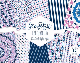 Geometric Digital Paper Geometric Scrapbook Paper Black and - Etsy