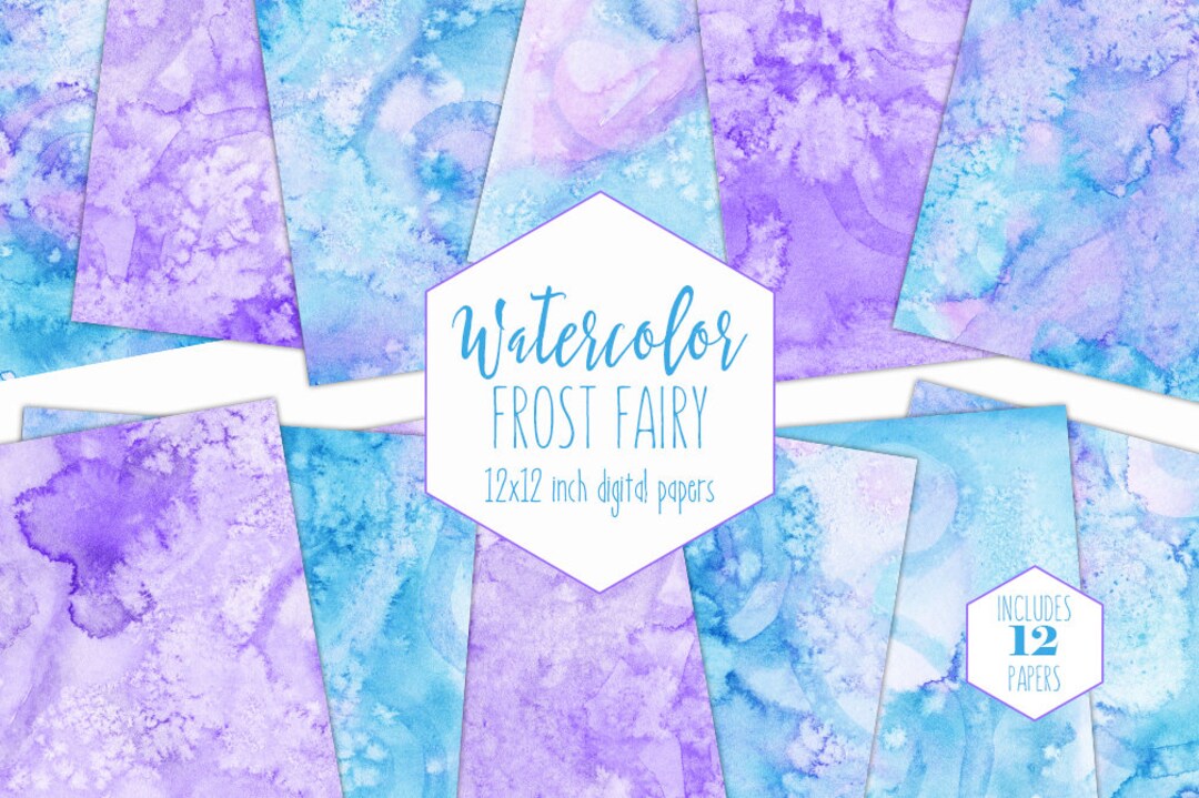 BLUE & PURPLE WATERCOLOR Digital Paper Commercial Use Backgrounds ...