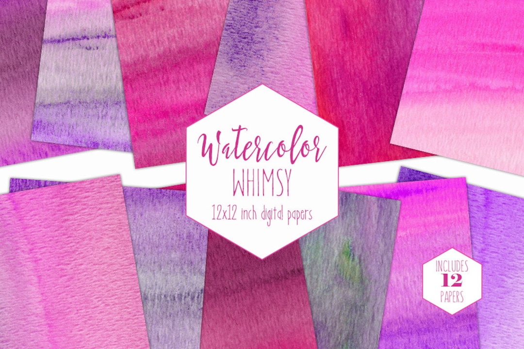 PURPLE & PINK WATERCOLOR Digital Paper Pack Commercial Use - Etsy