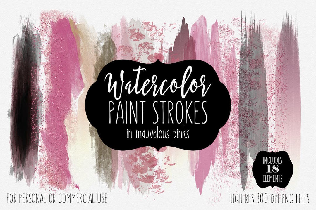 MAUVE PINK WATERCOLOR Brush Stroke Clipart Commercial Use Clip Art ...