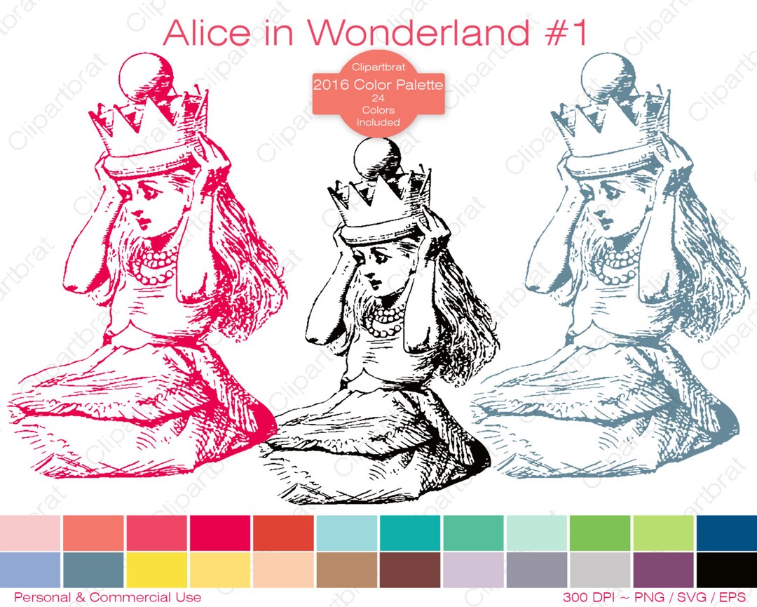 ALICE IN WONDERLAND Clipart Commercial Use Clipart Alice Crown - Etsy ...