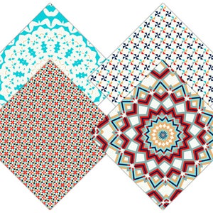 GEOMETRIC NAUTICAL Digital Paper Pack Red Navy Blue | Etsy