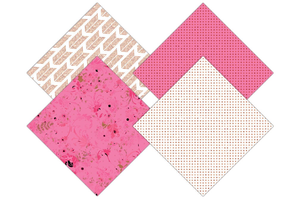 PINK FLORAL WATERCOLOR Digital Paper Pack Commercial Use Rose | Etsy