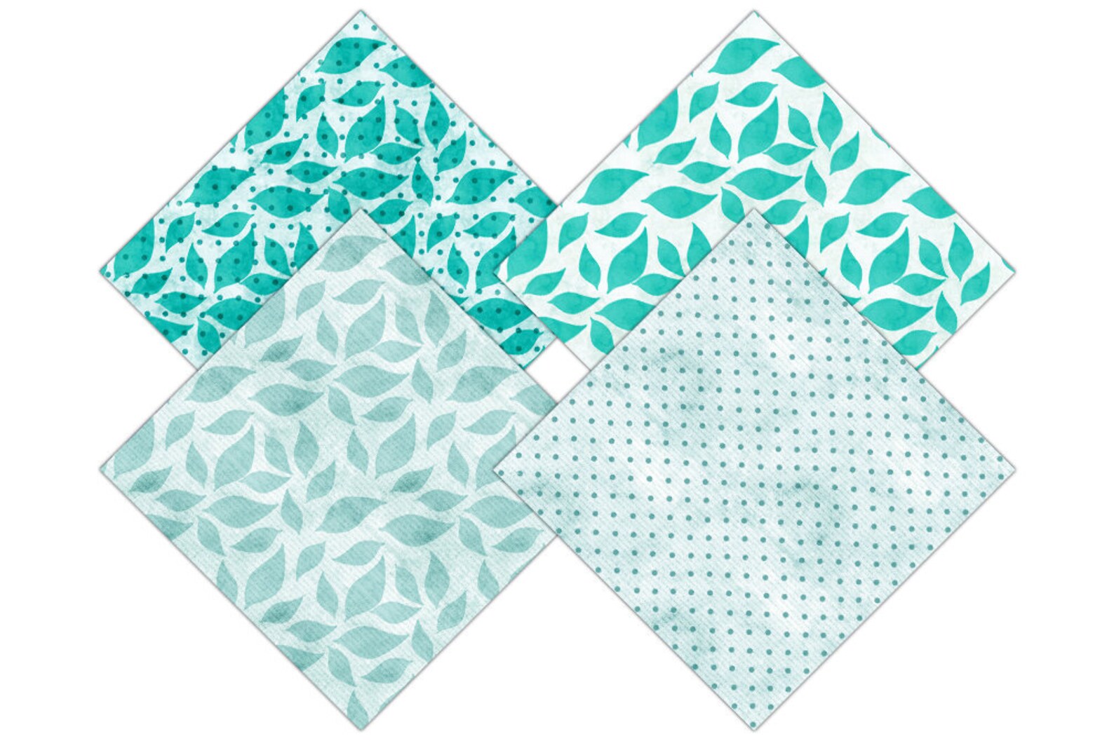 AQUA WATERCOLOR FLOWERS Digital Paper Pack Commercial Use | Etsy