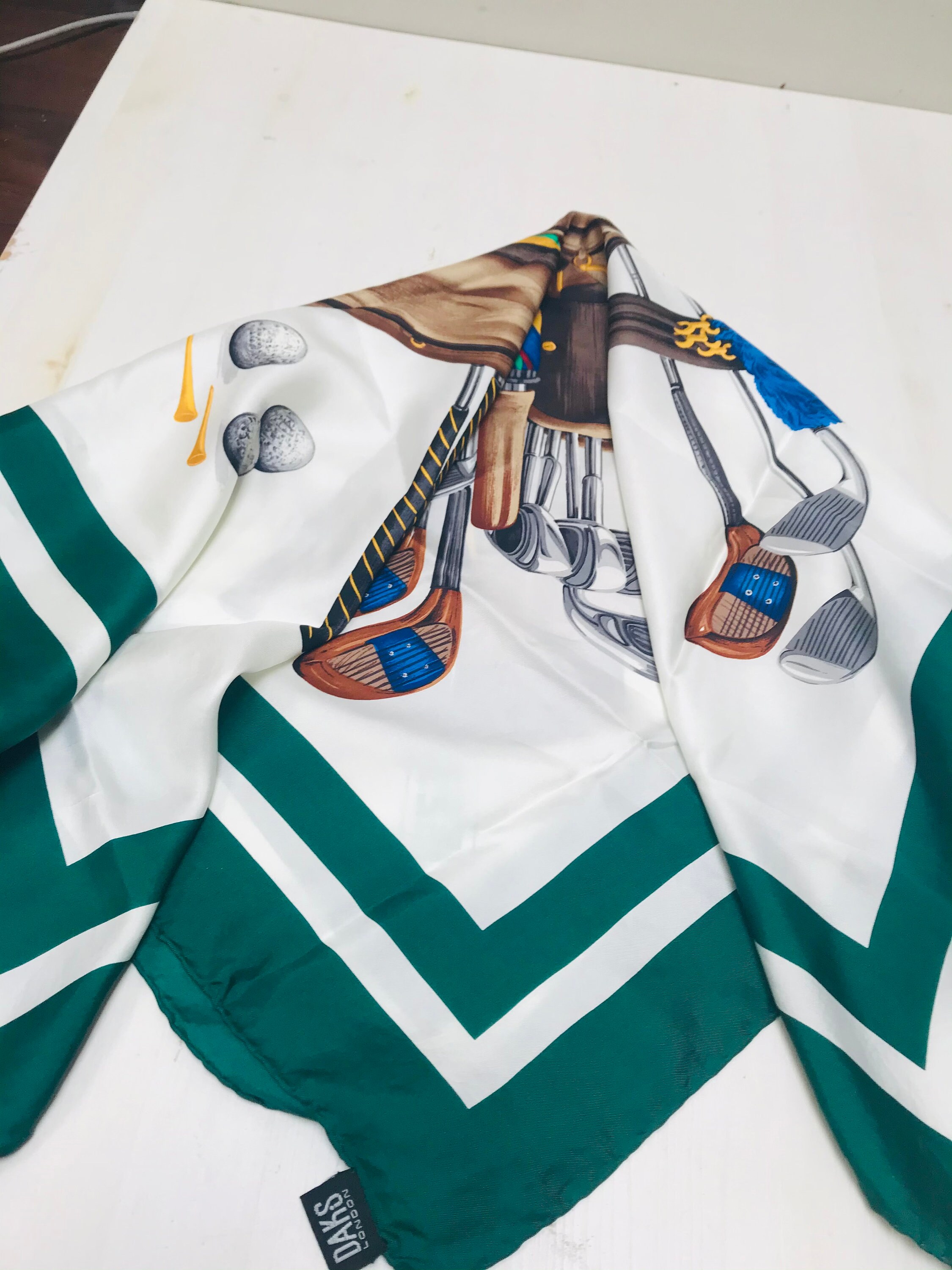 DAKS Golf Equipment Theme Silk Scarf , Made in Italy 33x33 - Etsy