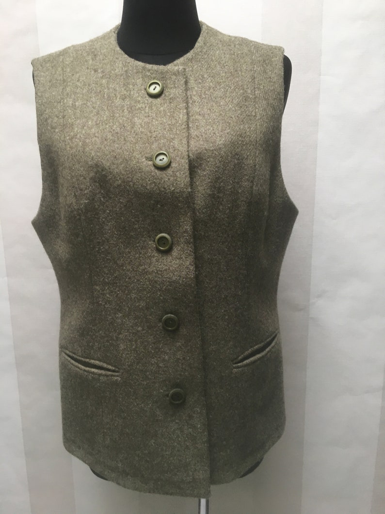 Custom Made Tailored Tweed Wool Women Waistcoat, Vest, Khaki Green ...