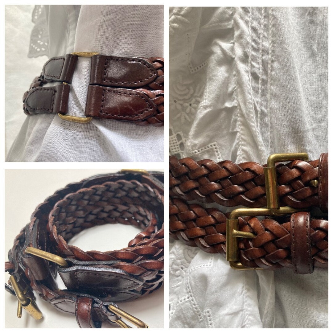 MULBERRY Vintage Braided Leather Double Belt, Dark Oak Leather. Never ...
