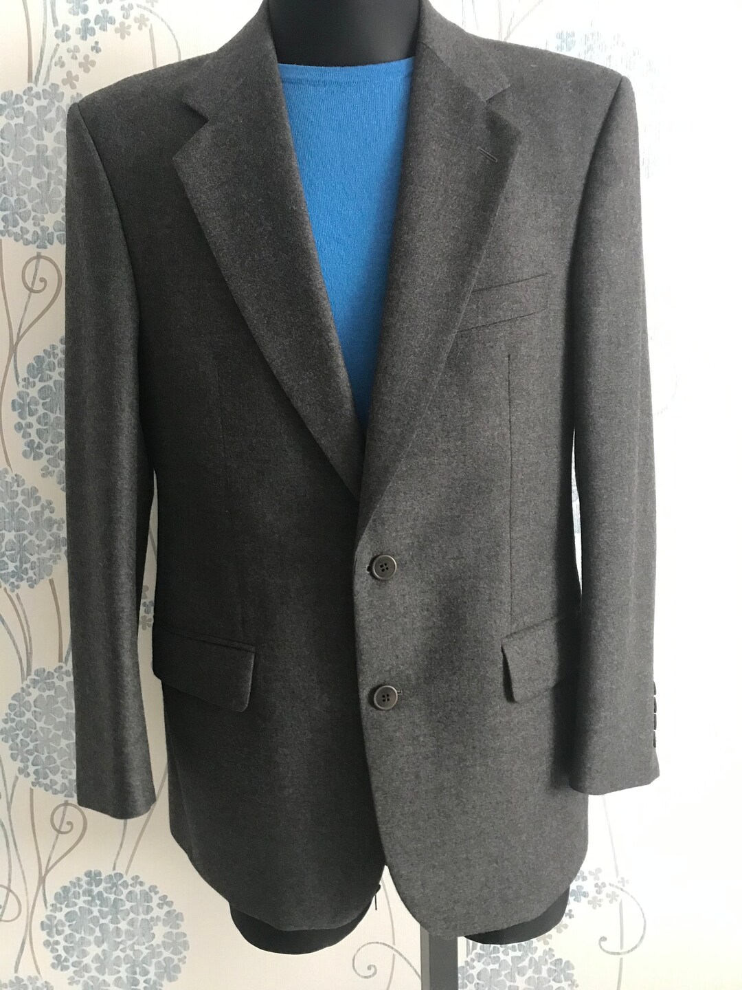 Feraud Louis Feraud Vintage Grey Wool, Cashmere Men Blazer, Jacket Size ...