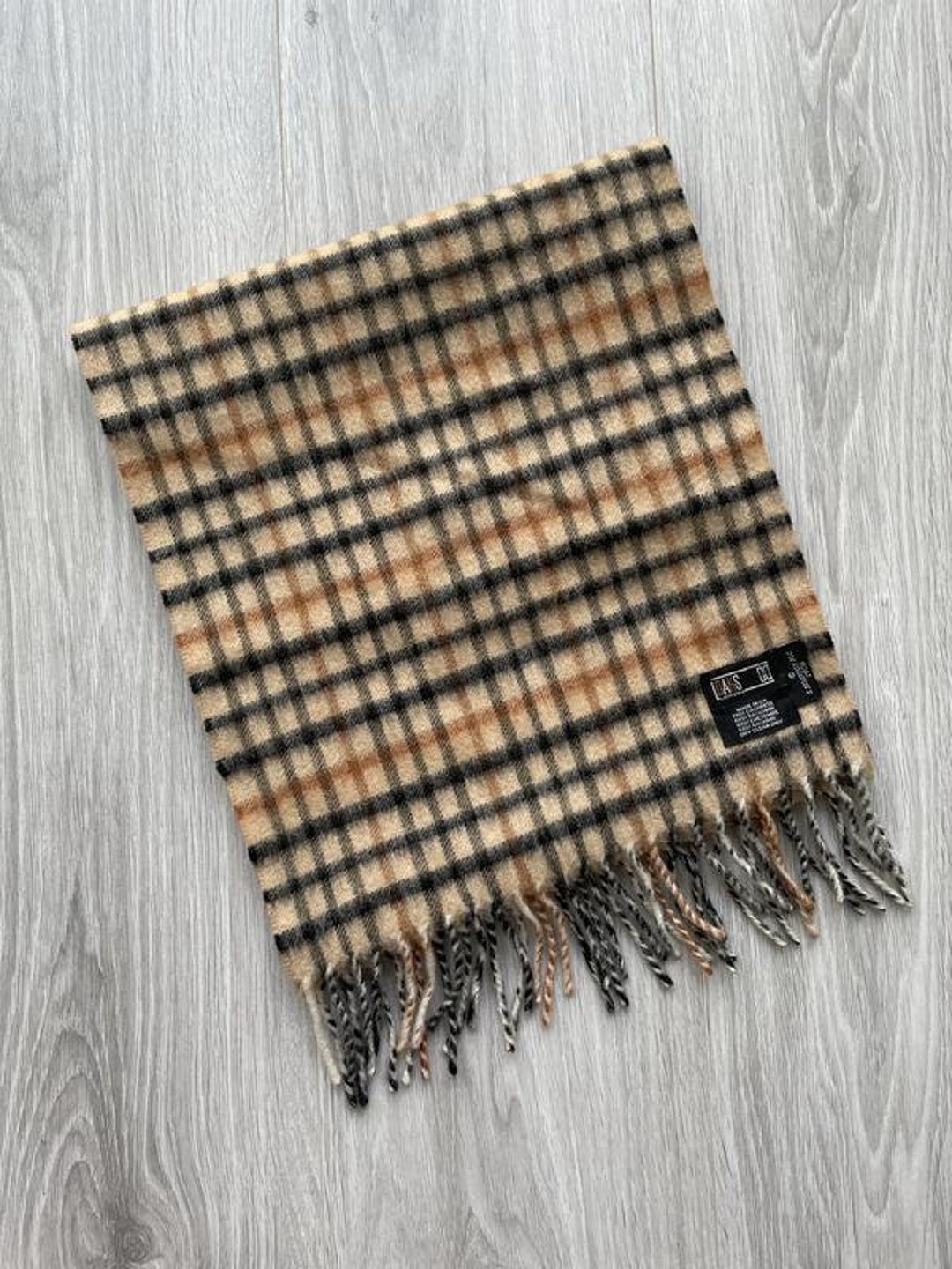 DAKS LONDON Pure Cashmere Black, Beige Check Scarf, Muffler - Etsy UK