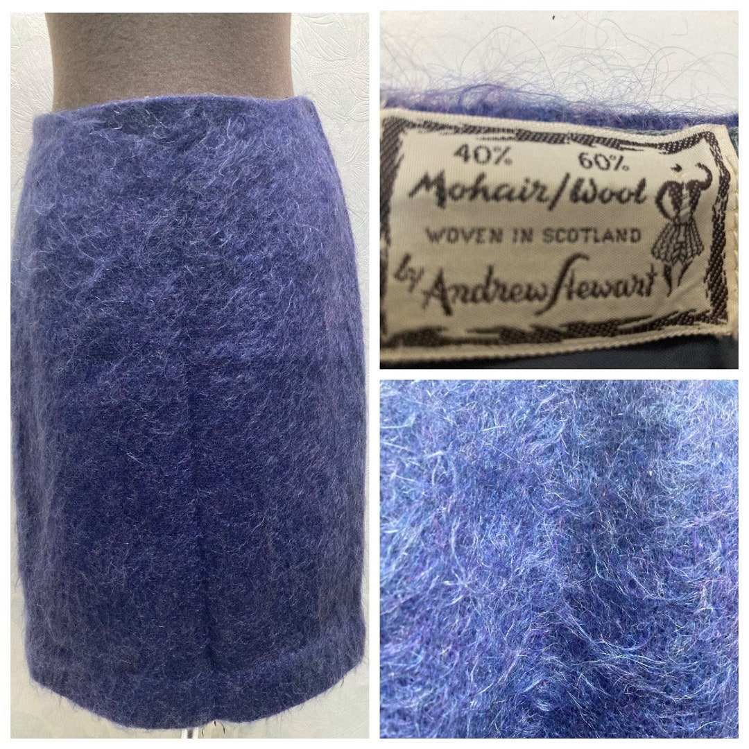 Vintage Andrew Stewart Woven in Scotland Mohair, Wool Straight Knee Length Skirt ,size M - Etsy