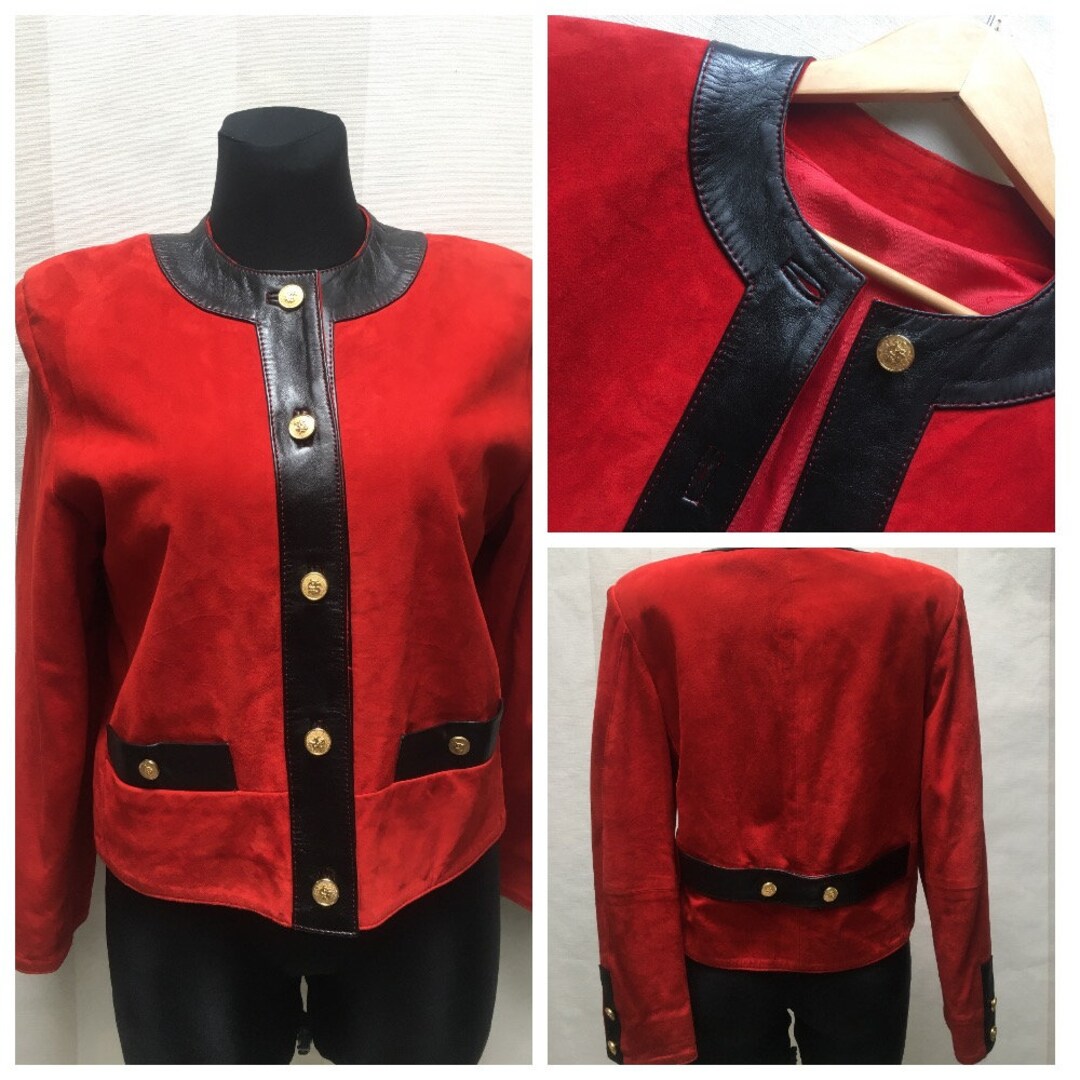 Fine Goat Leather Vintage Scarlet Red Short Blazer, Fashion Jacket With ...