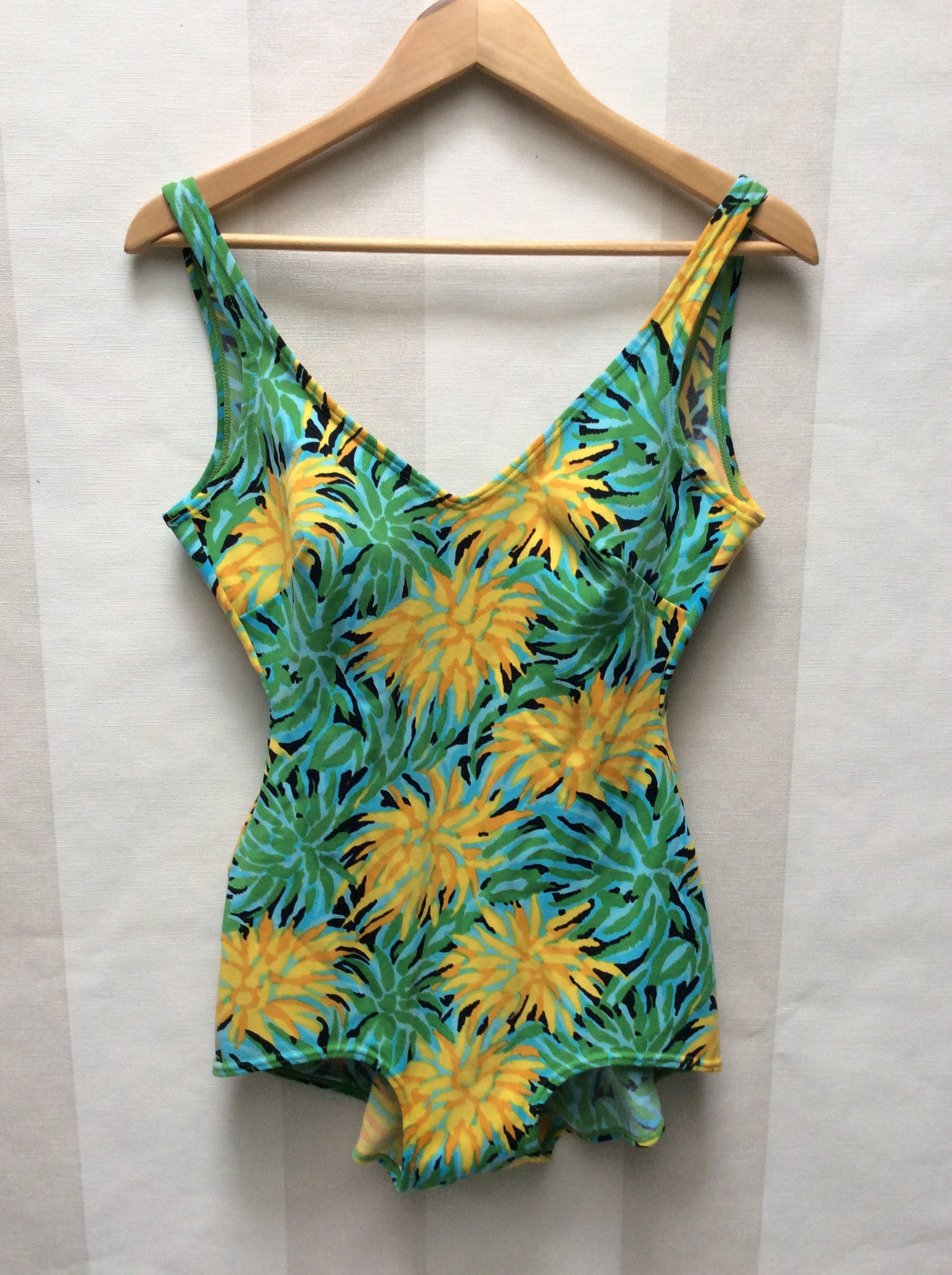 Vintage Swiss Sunflower One-piece Swimsuit, Sun Bathing Suit, Monokini ...