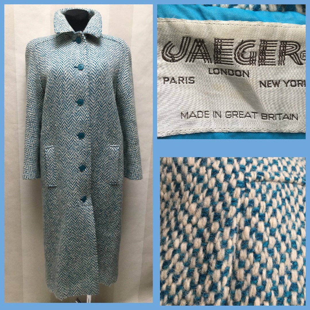Vintage Early 80s JAEGER Made in Great Britain Pure Tweed Wool Coat ...