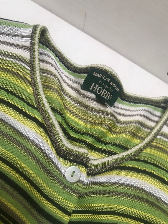 Vintage Marilyn Anselm for HOBBS Lime, Green Striped … - Gem