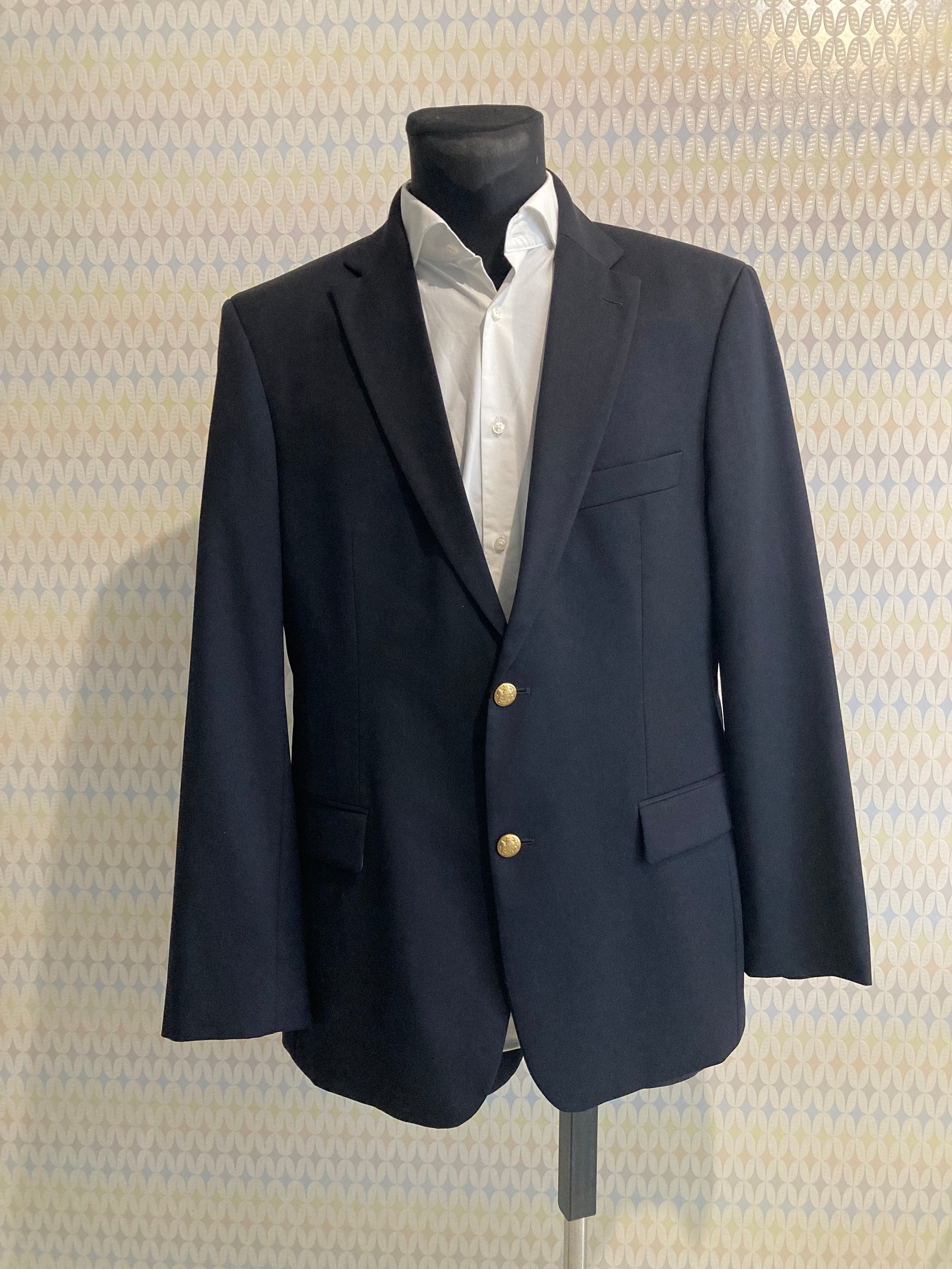 Hugo Boss Navy Wool Blazer Heraldic Brass Army Lion/ Unicorn Buttons ...