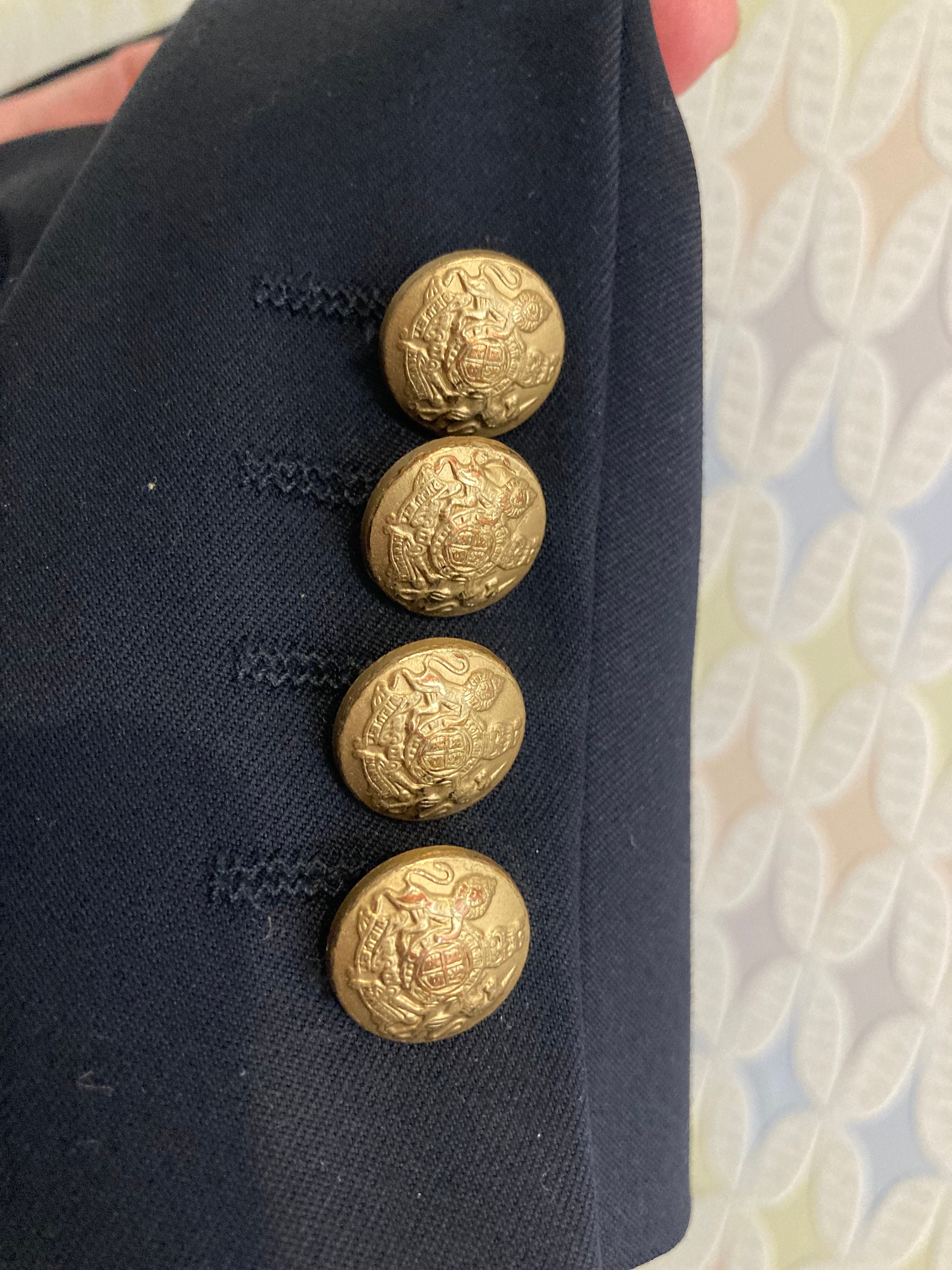 Hugo Boss Navy Wool Blazer Heraldic Brass Army Lion/ Unicorn Buttons ...