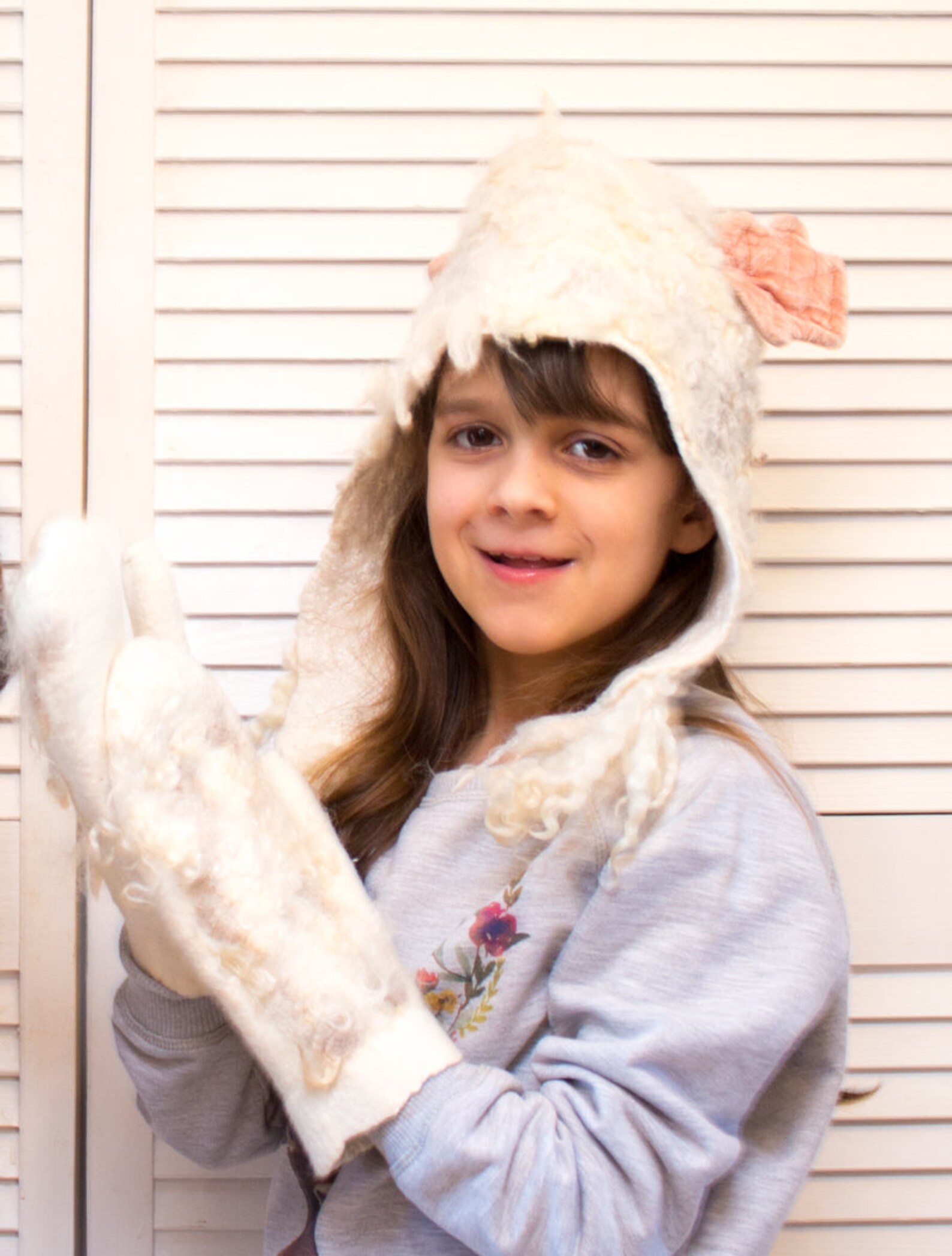 White Wool Mittens Felted Wool Gloves Handmade Felted Gloves Christmas ...