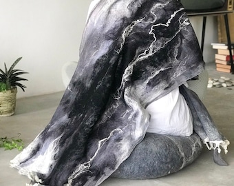 Nuno felt scarf silk wedding wrap cozy felted shawl by FeltUA