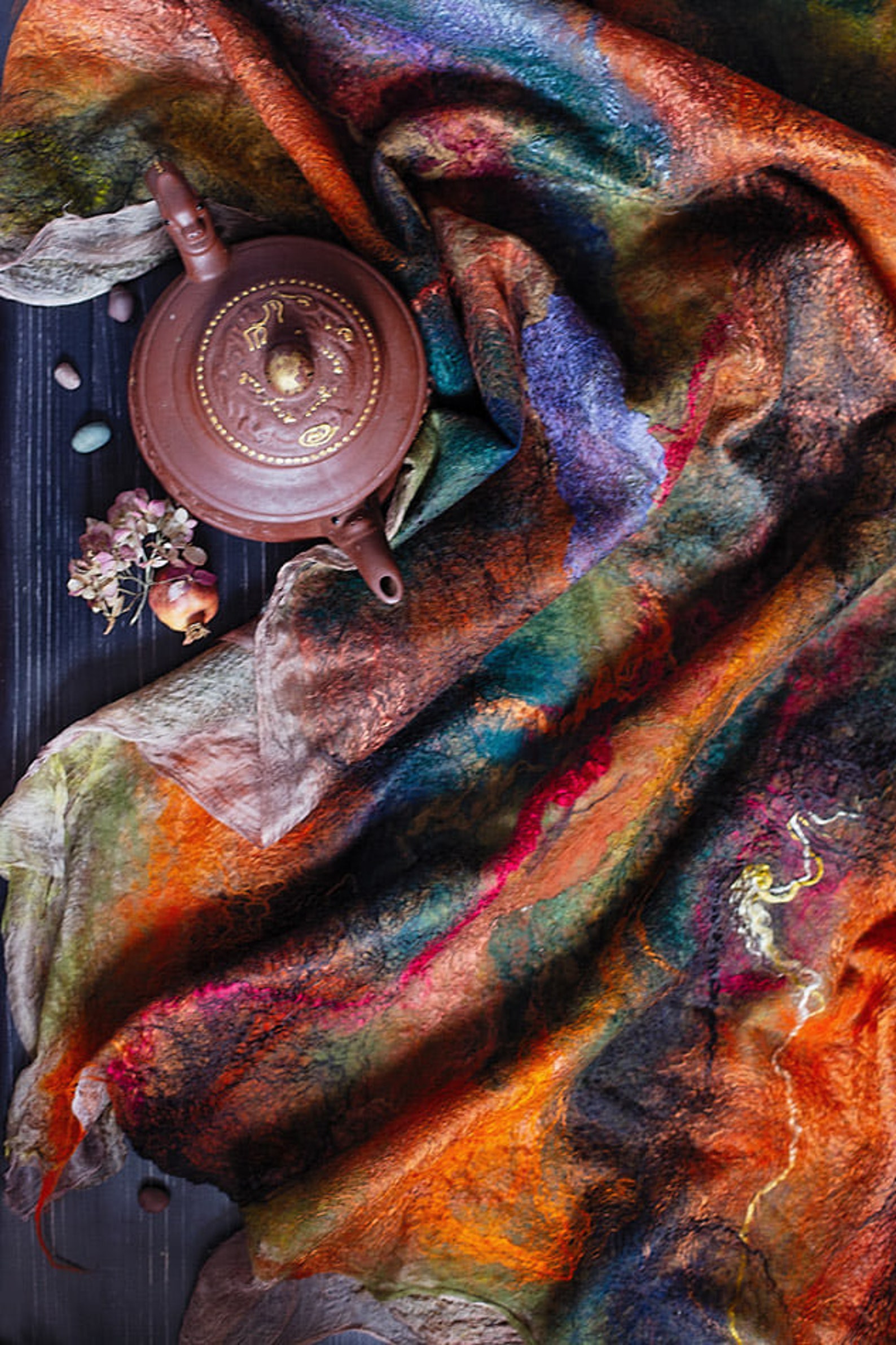 Large Terracotta Warm Shawl. Nuno Felt Stole for Woman. Cape - Etsy