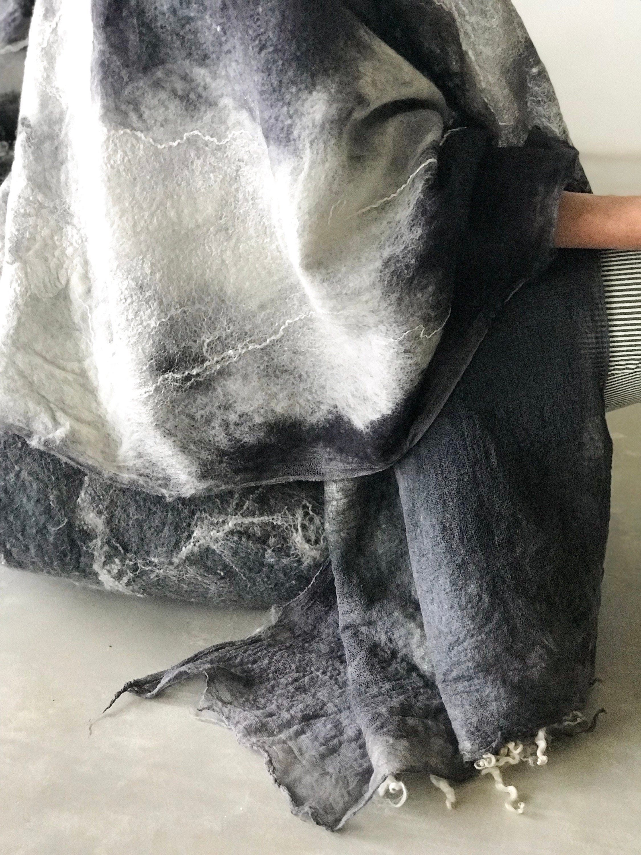 Large Tribal Scarf Poncho Women Felted Scarf Wrap Statement - Etsy