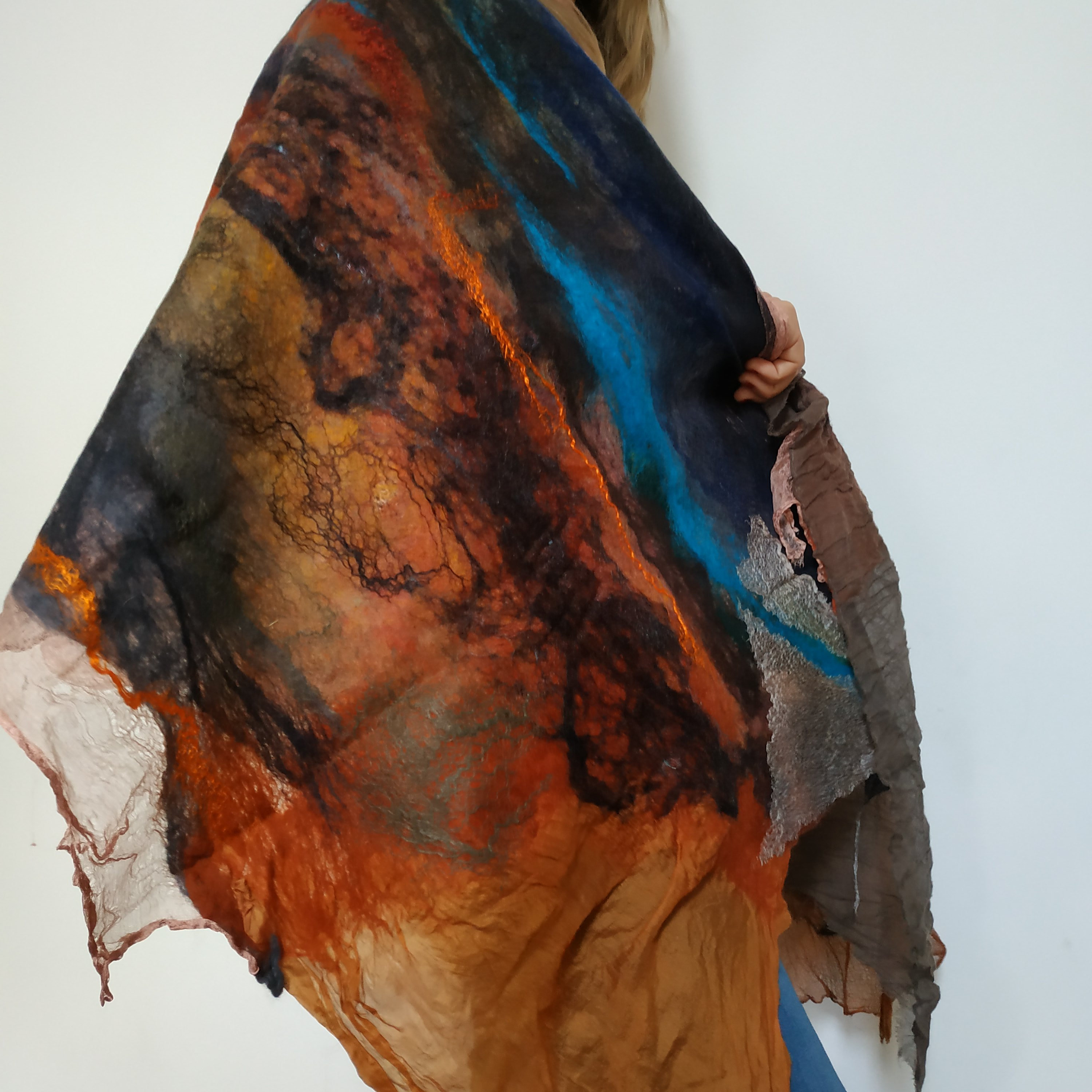 Nuno Felted Scarf Rust Shawl Cobweb Wet Felted Scarf From - Etsy