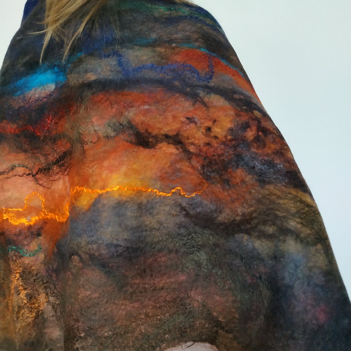 Nuno Felted Scarf Rust Shawl Cobweb Wet Felted Scarf From - Etsy