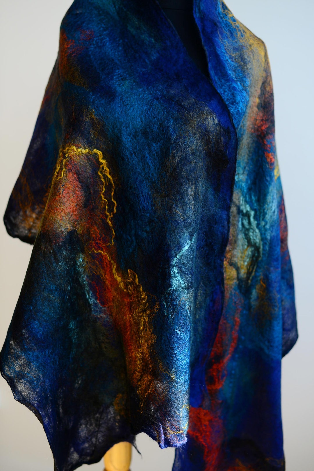 Silk Felted Scarf, Magical Hues, Merino Wool Shawl - Etsy