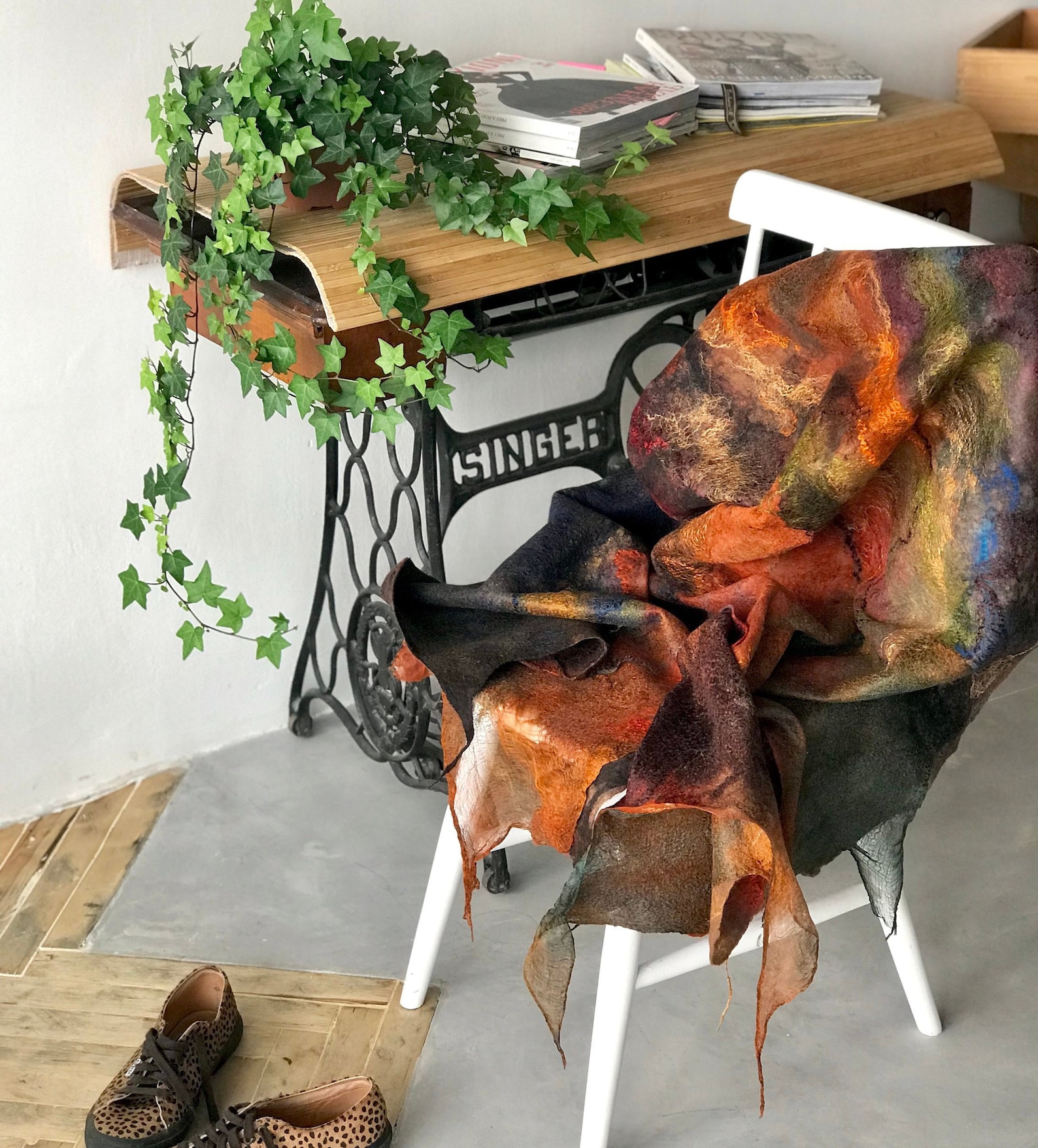 Nuno Felted Scarf, Rust Shawl Cobweb Wet Felted Scarf From Softest ...