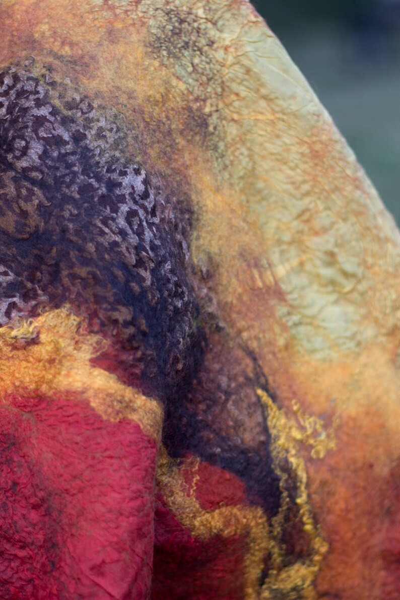 Nuno Felted Scarf Rust Shawl Cobweb wet felted scarf from | Etsy