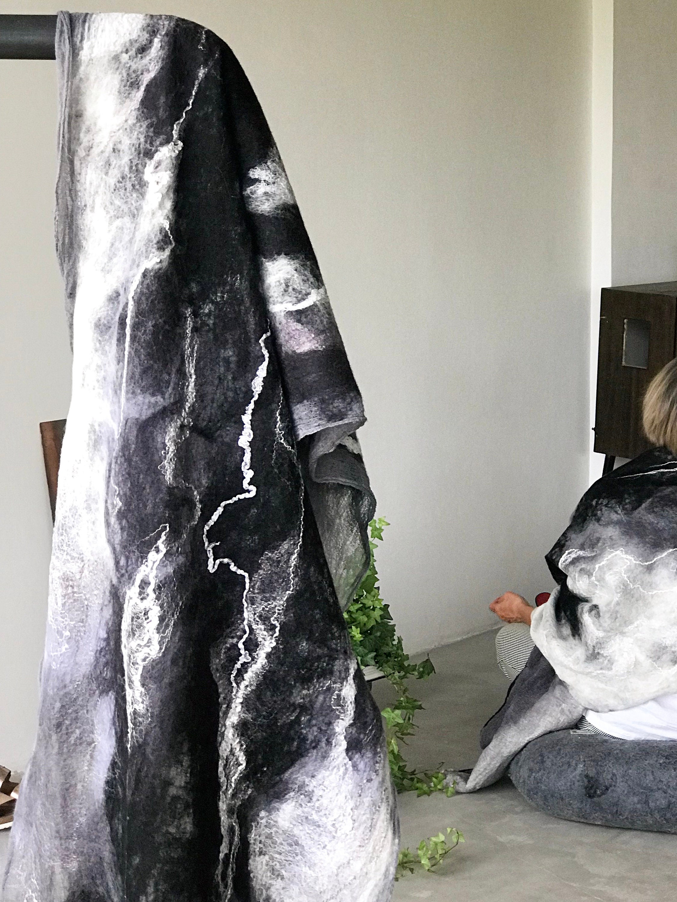 Large Tribal Scarf Poncho Women Felted Scarf Wrap Statement - Etsy