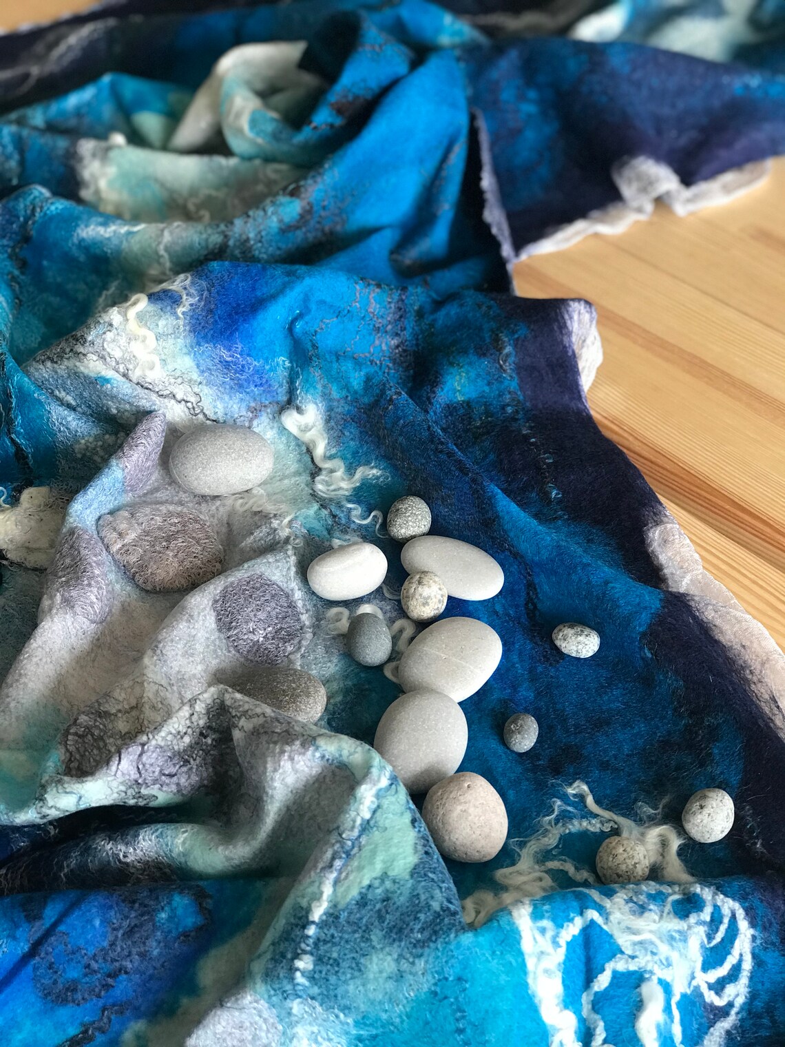 Blue Wedding Shawl Bridal Shrug Woolen Stole Eco Style Boho - Etsy