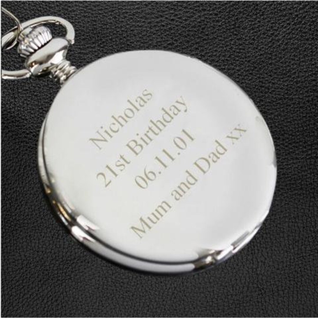 Contemporary Engraved Pocket Watch Gift for Birthday Stylish and Modern ...