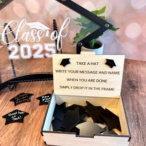 Graduation Guest Book Drop Box With Grad Hats, Alternative Guestbook ...